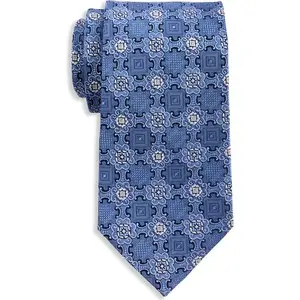 OAK HILL PREMIUM BY DXL Spring Medallion Silk Neck Tie - Blue