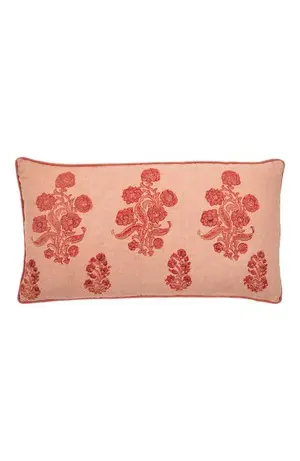 ALAMWAR English Garden Lumbar Pillow Cover - Coral/clay/rose On Sand