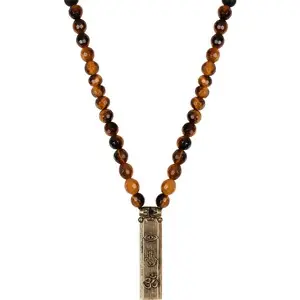 KARMA AND LUCK Tiger's Eye And Onyx Beaded Pendant Necklace - Brown