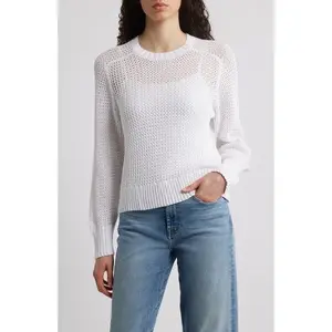 525 America 525 Margot Openwork Cotton Mesh Sweater - Bleach White