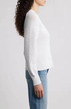 525 America 525 Margot Openwork Cotton Mesh Sweater - Bleach White