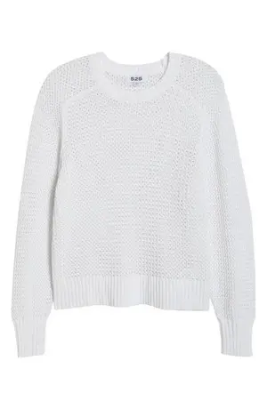 525 America 525 Margot Openwork Cotton Mesh Sweater - Bleach White