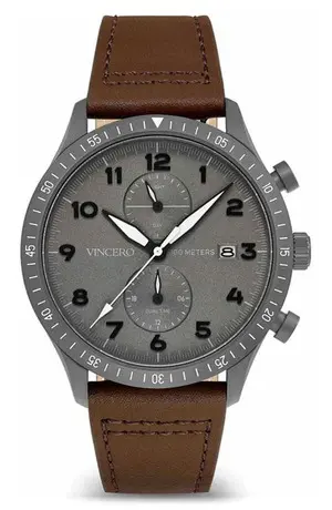 VINCERO The Altitude Chronograph Strap Watch - Gunmetal/ Walnut