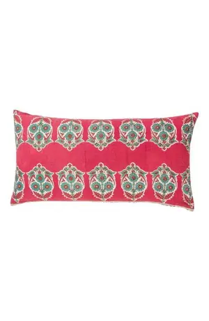 ALAMWAR Parakeets Lumbar Pillow - Hot Pink/green