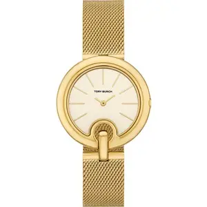 Tory Burch The Pierced Mesh Strap Watch - Gold