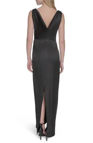 Vince Camuto Cowl Back Satin Gown