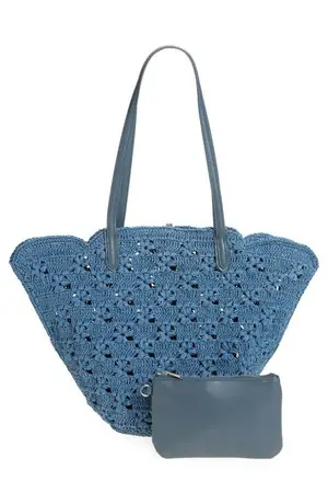 Sam Edelman Layla Floral Raffia Tote Bag - Blue