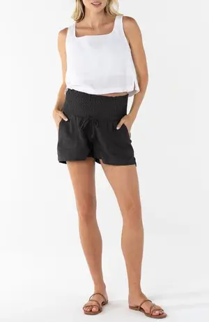 ANGEL MATERNITY Summer Drawstring Shorts - Black