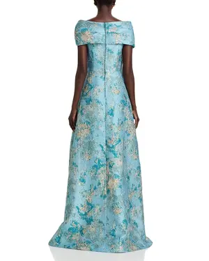 Rickie Freeman For Teri Jon Metallic Jacquard Gown