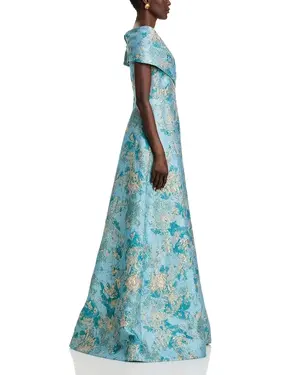 Rickie Freeman For Teri Jon Metallic Jacquard Gown