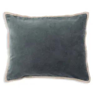 ANNIE SELKE Gehry Velvet Linen Decorative Pillow Cover, Lumbar - Pacific