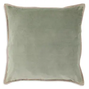 ANNIE SELKE Gehry Velvet Linen Decorative Pillow Cover, Square - Desert Sage