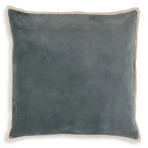 ANNIE SELKE Gehry Velvet Linen Decorative Pillow Cover, Square - Pacific