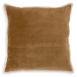 ANNIE SELKE Gehry Velvet Linen Decorative Pillow Cover, Square Sand