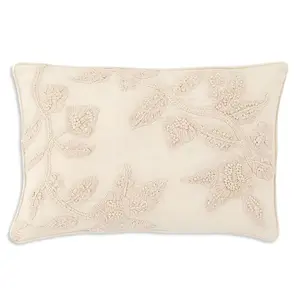 ANNIE SELKE Harper Crewel Embroidered Decorative Pillow Cover - Ivory