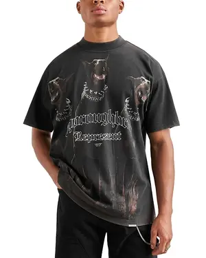 REPRESENT Oversized Fit Thoroughbred Graphic Tee - Vintage Black
