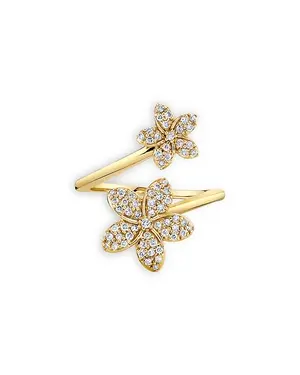 SYDNEY EVAN 14k Yellow Diamond Plumeria Wrap Ring - Gold