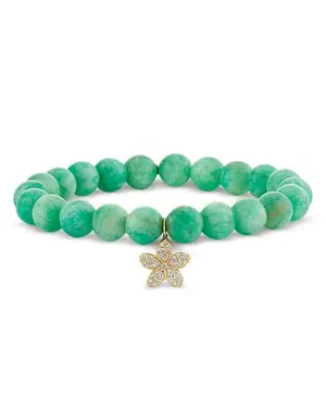 SYDNEY EVAN 14k Yellow Gold Amazonite And Diamond Bracelet - Green/gold