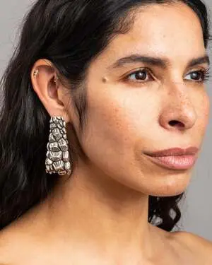 Alexis Bittar Brut Croco Hoop Earrings