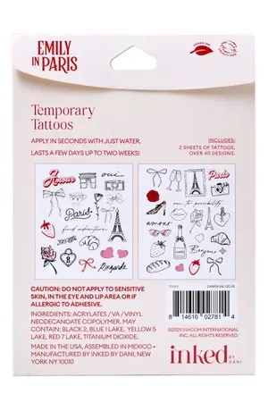 INKED BY DANI Emily In Paris Temporary Tattoo Pack