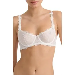 KAT THE LABEL Delilah Sequin Underwire Balconette Bra - White