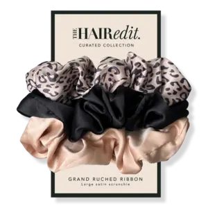 THE HAIR EDIT Grand Ruched Ribbon Scrunchies Set - One-color