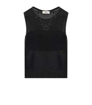 Elisabetta Franchi Knitted Lurex Top - Black