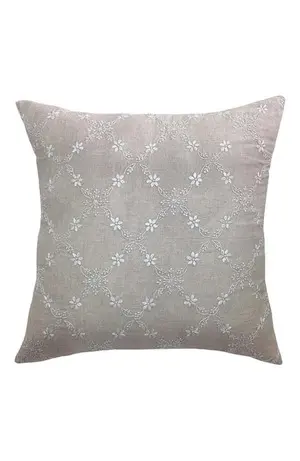 ALAMWAR Grace Lucknow Pillow Cover Natural Linen - Beige/shell