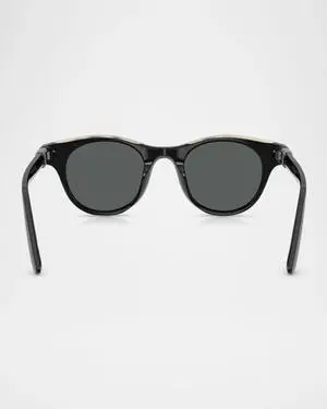 Brunello Cucinelli Acetate Round Frame Sunglasses - Black