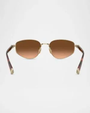 Brunello Cucinelli Titanium Oval Sunglasses - Gold