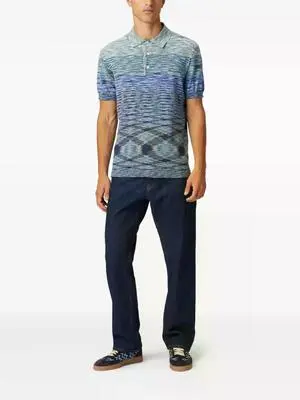 Missoni Striped Cotton Polo Shirt - Blue