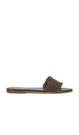 Kaanas Cala Asymmetric Linen Slide - Chocolate