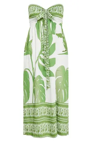 City Chic Peta Border Print Strapless Maxi Dress