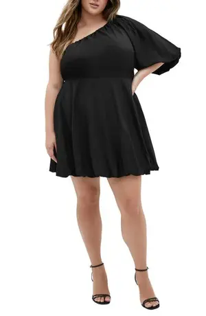 City Chic Mercy One-shoulder Mini Dress - Black