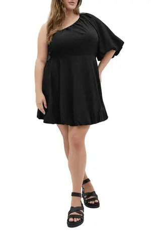 City Chic Mercy One-shoulder Mini Dress - Black