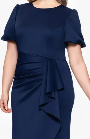 XSCAPE EVENINGS Ruffle Scuba-knit Cocktail Dress