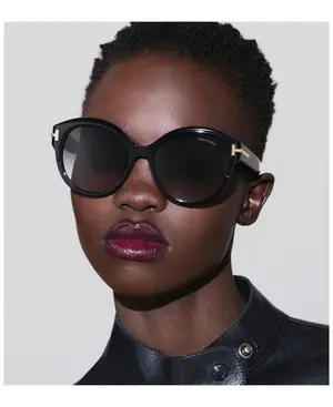 TOM FORD Icon Collection Round Sunglasses, 57mm - Black/smoke