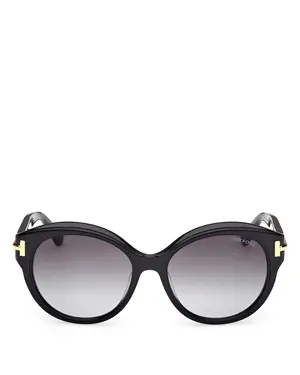 TOM FORD Icon Collection Round Sunglasses, 57mm - Black/smoke