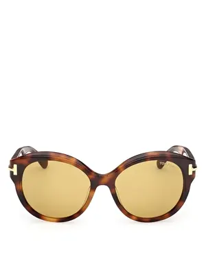 TOM FORD Icon Collection Round Sunglasses, 57mm - Havana/brown