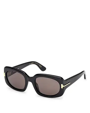 TOM FORD Icon Collection Rectangle Sunglasses, 54mm Black/smoke