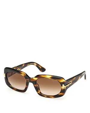 TOM FORD Icon Collection Rectangle Sunglasses, 54mm - Havana/brown