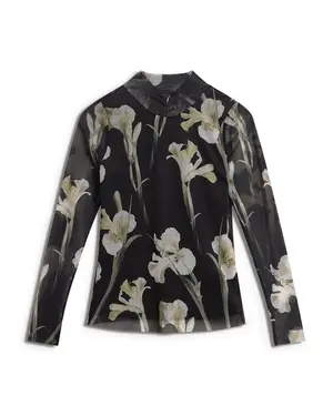 Ted Baker London Fiaahh High Neck Mesh Top - Black
