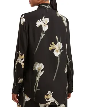Ted Baker London Zakiier Printed Scarf Detail Long Sleeved Blouse