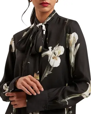 Ted Baker London Zakiier Printed Scarf Detail Long Sleeved Blouse