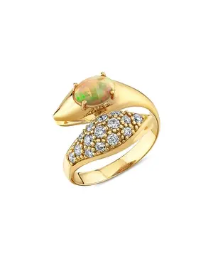 SYDNEY EVAN 14k Yellow Opal & Diamond Snake Ring - Gold