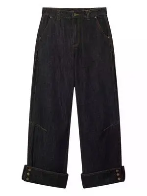 TOUT A COUP Turn-up Hem Wide Leg Jeans