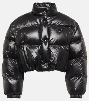 Prada Re-nylon Cropped Down Jacket - Black
