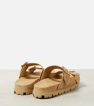 Prada Logo Suede Sandals