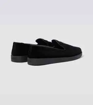 Prada Logo Velvet Loafers