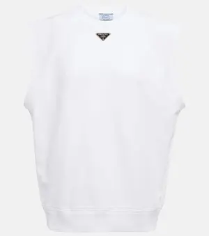 Prada Logo Cotton Jersey Top